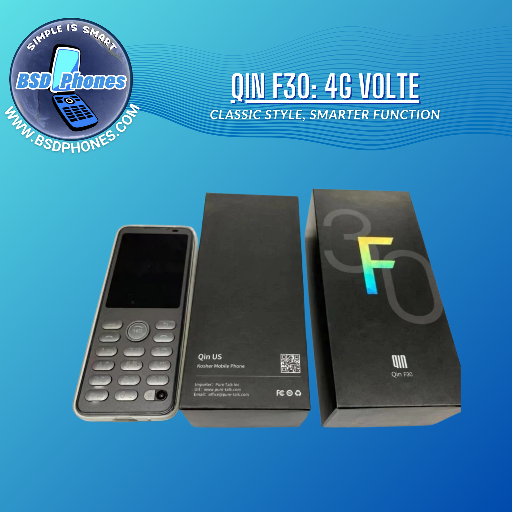 QIN F30: 4G VOLTE Unlocked, 64 GB, Android Auto - TALK+TEXT Apps + EMA
